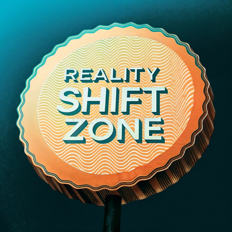 Circular Sign with Reality Shift Zone Text and Orange Design Stock ...