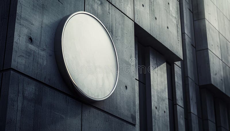 A Circular Signboard with No Design, Fixed To a Building S Wall Stock ...