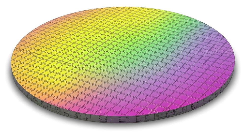 A Circular Silicon Wafer Covered with a Grid Pattern and Displaying a ...