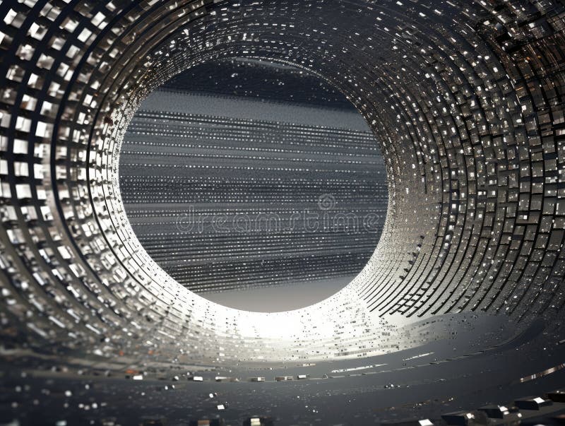 Circular Silver Dot Matrix Futuristic Photograph Generative AI Stock ...