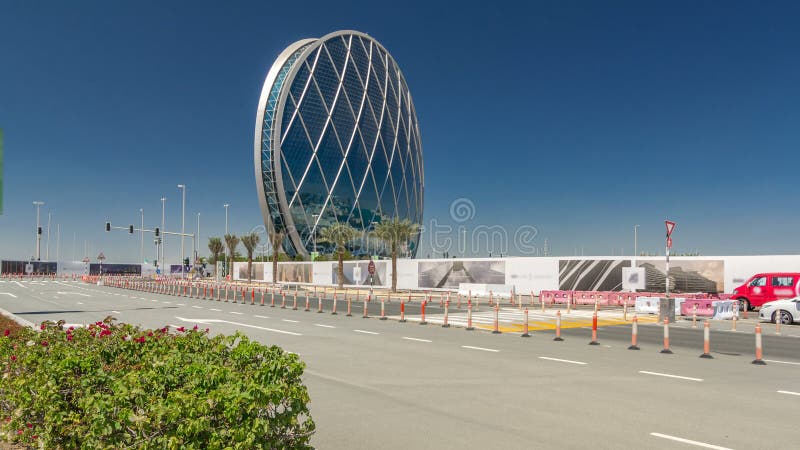 Circular Skyscraper Aldar Headquarters Building Timelapse Hyperlapse in ...