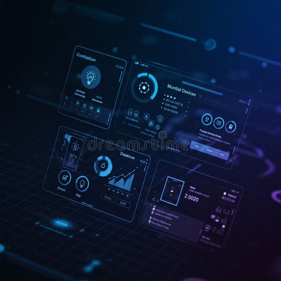 Circular Smart Device with a Touchscreen Interface Surrounded by a Lighted Rim. the Stock ...