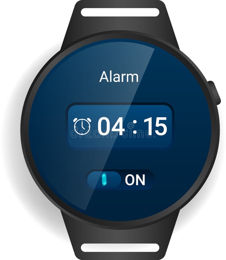 Circular Smartwatch Alarm Interface with Sleek Blue Design Stock Vector ...