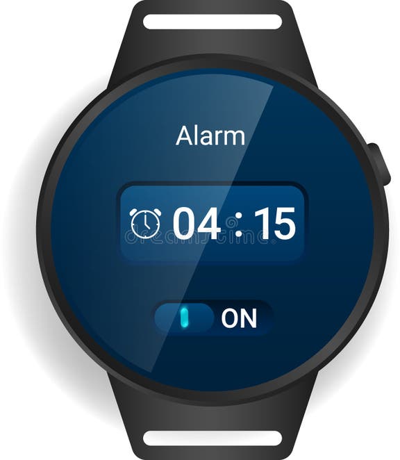 Circular Smartwatch Alarm Interface with Sleek Blue Design Stock Vector ...