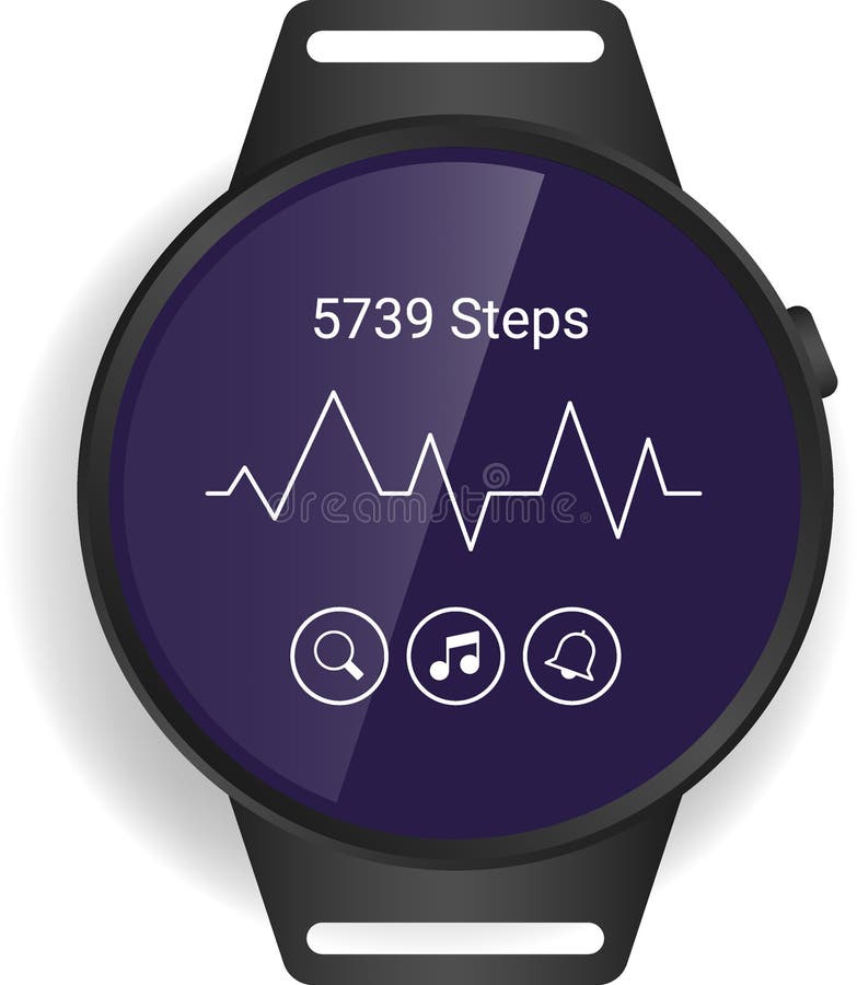 Circular Smartwatch Fitness Tracker Interface with Step Count and ...