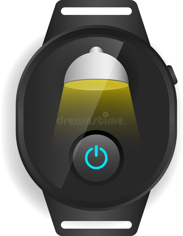 Circular Smartwatch Interface for Flashlight Function with Power Button ...