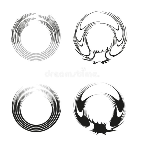 Circular Speed Lines. Dynamic Ring Set. Swirl Motion Frames. Vector ...