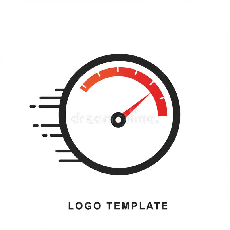 Circular Speedometer Design Features a Black Outer Ring with a Red ...