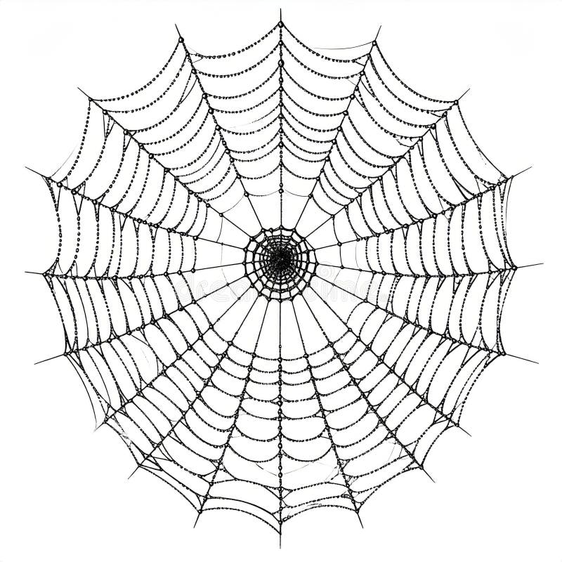Circular Spiderweb Illustration Black and White Stock Illustration ...