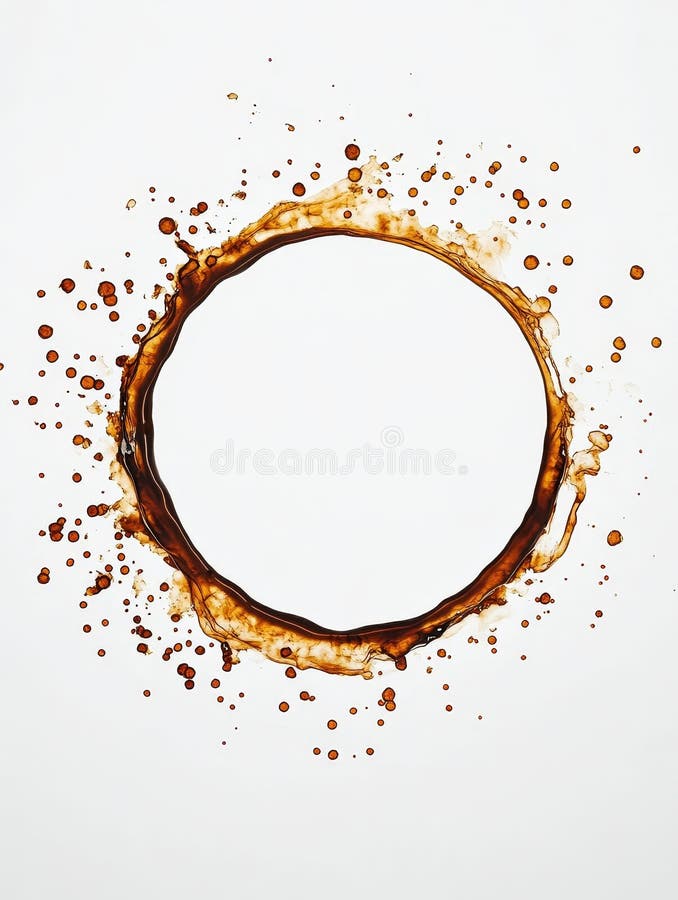 Coffee Ring Splash a Circular Splash of Coffee with Droplets on a White ...