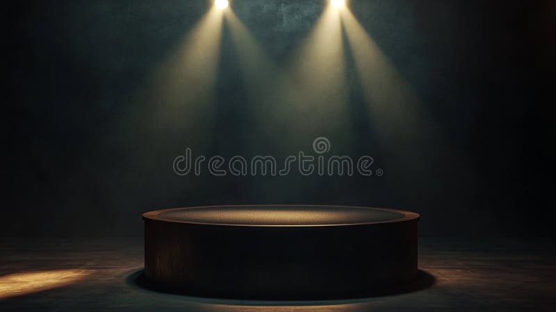 Light Beams Illuminate a Circular Stage in a Dimly Lit Performance ...