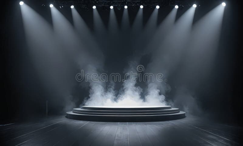 Circular Stage with Circular Platform and Smoke Rising from the Center ...