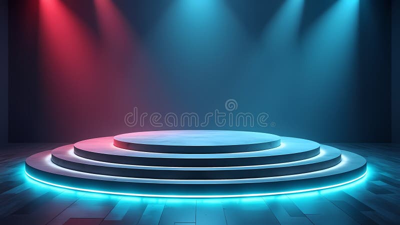 Circular Stage with Contrasting Neon Colors Stock Illustration ...