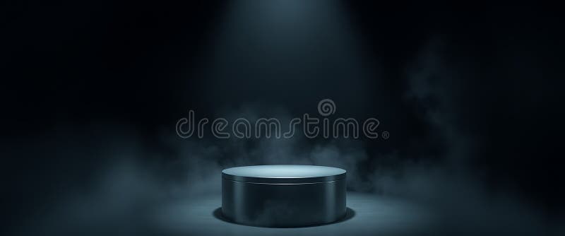 A Circular Stage Illuminated by Overhead Light, Surrounded by Dark Mist ...