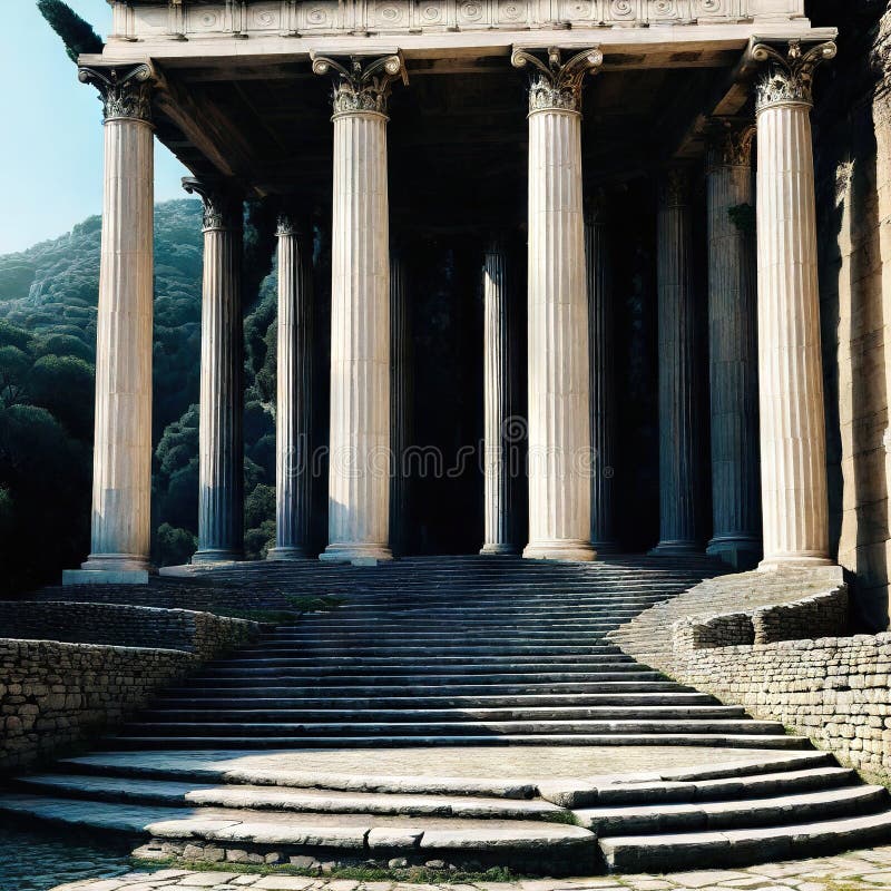 Circular Stage with Stairs and Columns Stock Illustration ...