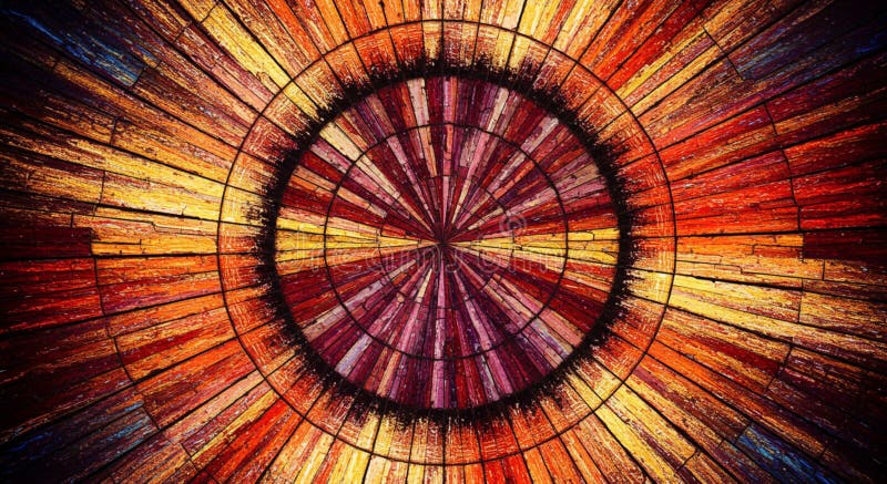 Circular Stained Glass Window Featuring Vibrant, Radiating Patterns ...