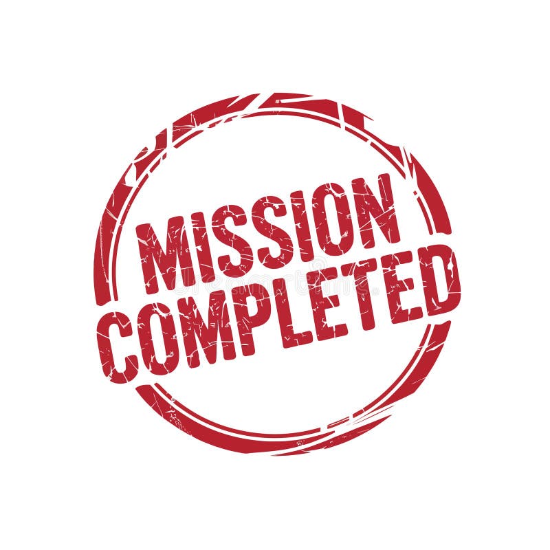 A Circular Stamp Features the Words Mission Completed in Bold Red Letters Stock Illustration ...