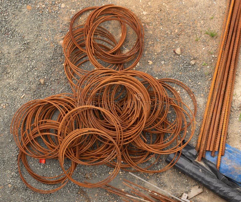 Circular Steel Reinforcing Steel in Piles Stock Photo - Image of ...
