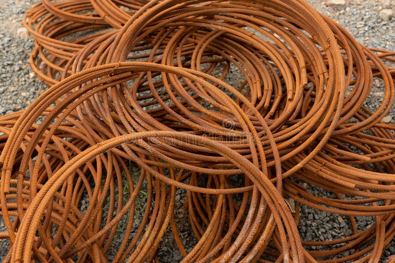 Circular Steel Reinforcing Steel in Piles Stock Photo - Image of ...