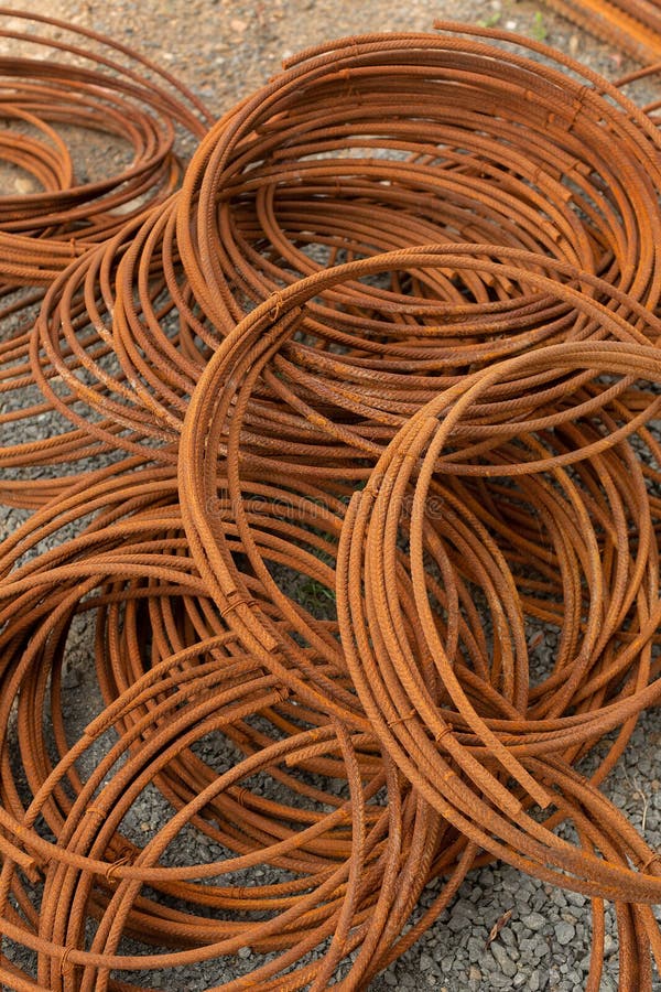 Circular Steel Reinforcing Steel in Piles Stock Photo - Image of ...