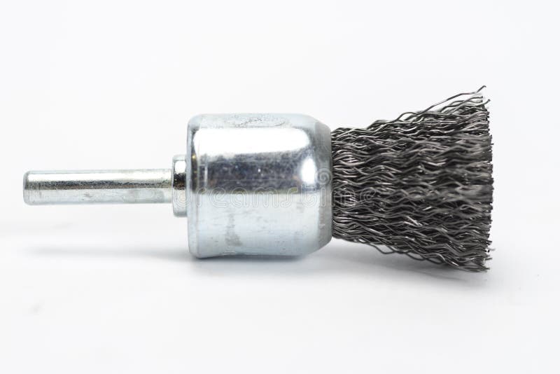 Circular Steel Wire Brush for Drill Machine on White Background Stock ...