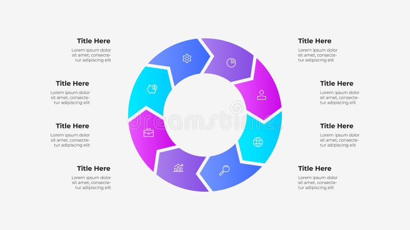 A Circular 8 Steps Arrows Infographic with a Color Gradient Featuring ...