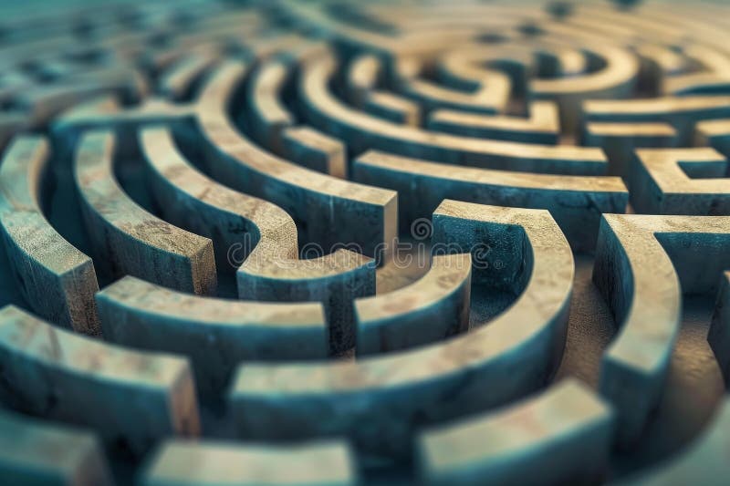 Circular Stone Maze Forming a Complex Labyrinth Stock Illustration ...