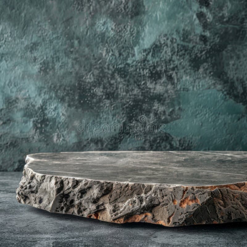 Circular Stone Platform Against a Teal Textured Wall Stock Illustration ...