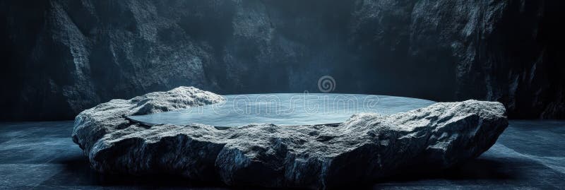 Circular Stone Platform in a Rugged Cave Setting with Rough Textures ...