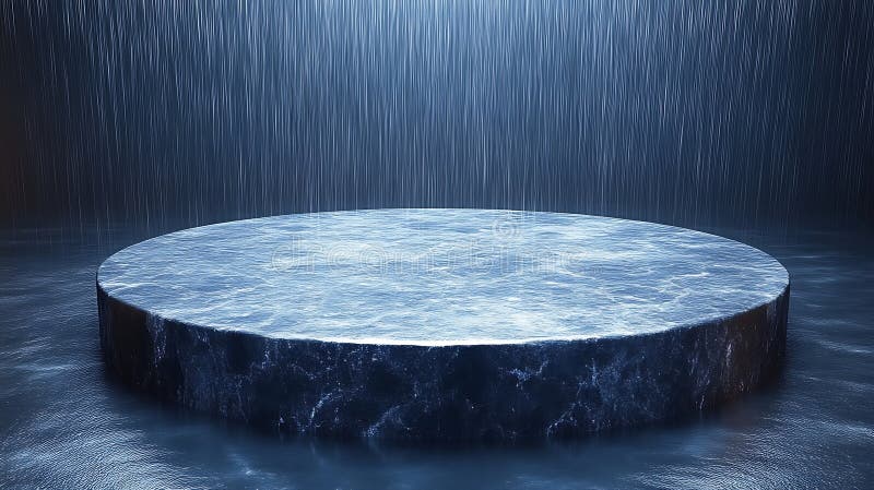 Circular Stone Platform Underneath Rainy Sky Stock Illustration ...