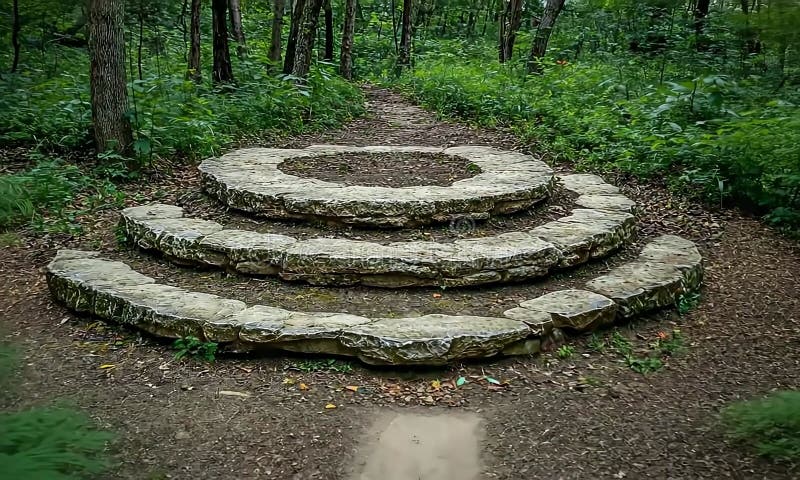 Circular Stone Steps in a Forest Setting Stock Footage - Video of ...