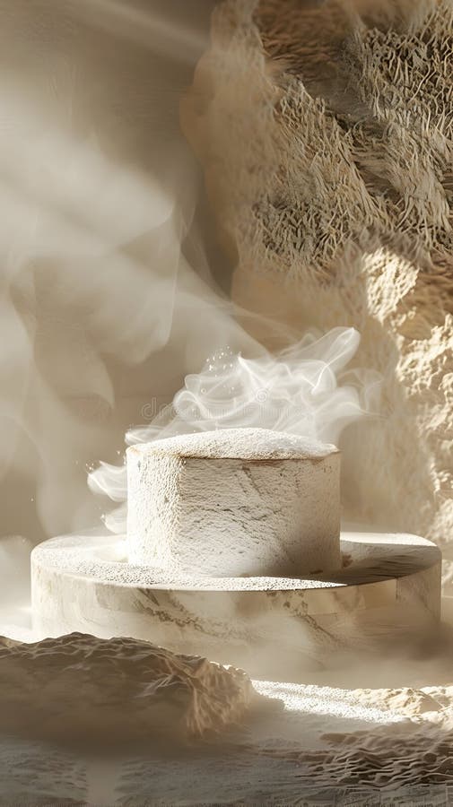 A Circular Stone Structure Emitting Wisps of Steam in a Textured ...