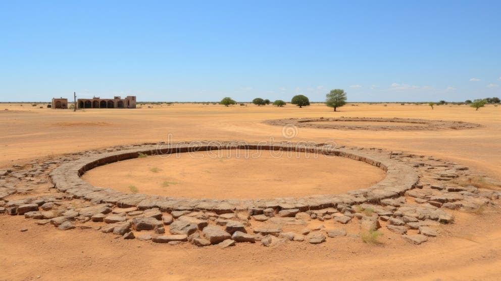 A Circular Stone Structure in the Middle of a Desert. Generative AI ...