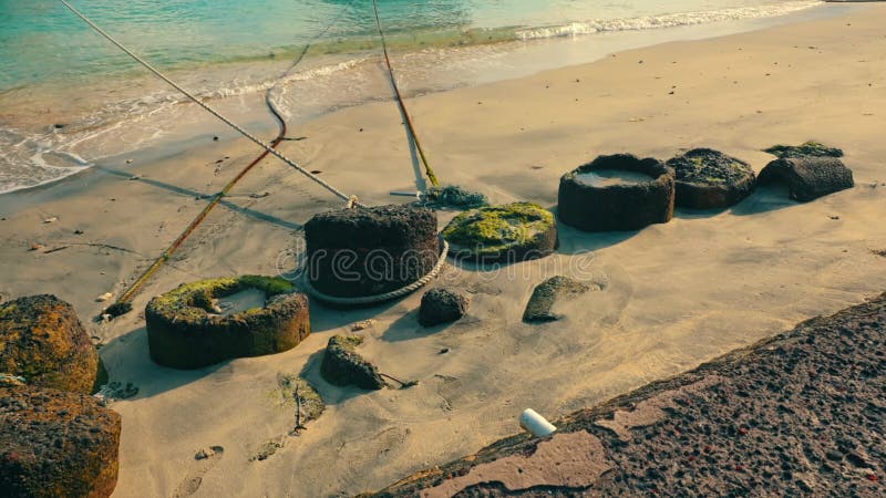 Circular Stone Structures on a Beach Stock Video - Video of sand ...