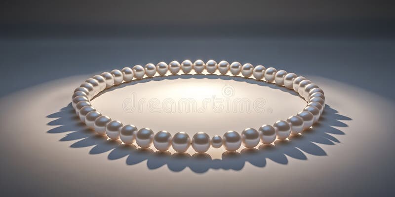 A Circular String of Pearls Resting on a Surface with a Light Shining ...