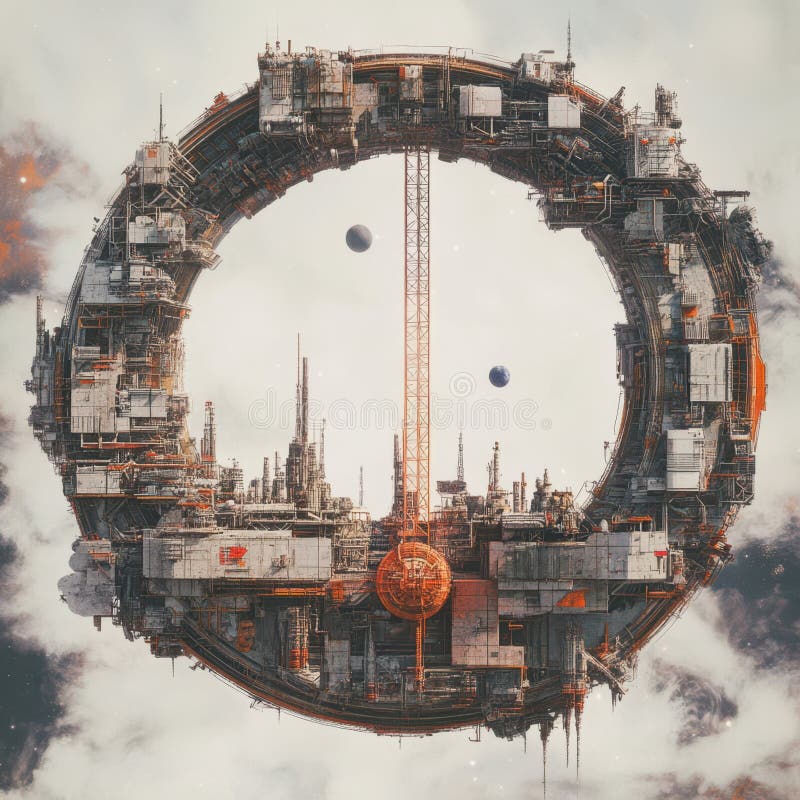 A Circular Structure with a Building in the Middle Stock Illustration ...