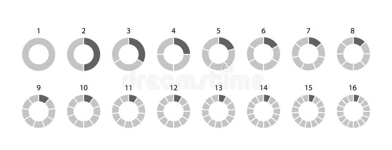 Circular Structure Grey Colors Graph. Piechart with Segments and Slices ...