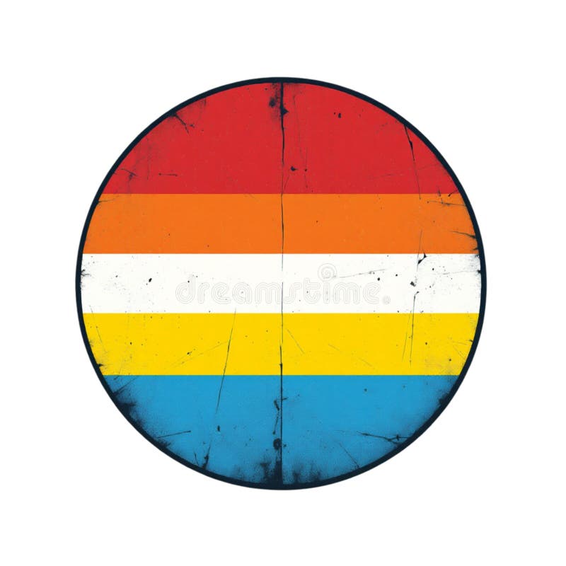 A Circular Sun Design Features Horizontal Stripes in Red, Orange, White ...