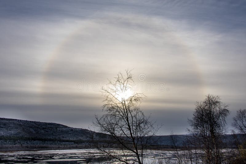 Circular Sun Halo stock image. Image of weather, winter - 351463093