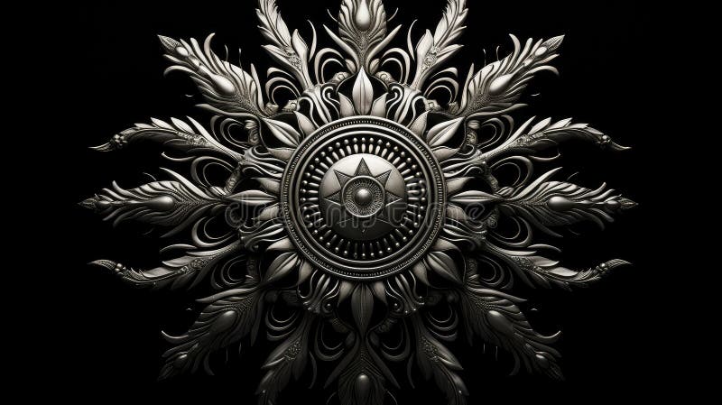 Circular Sun Illustration Black and White Stock Illustration ...