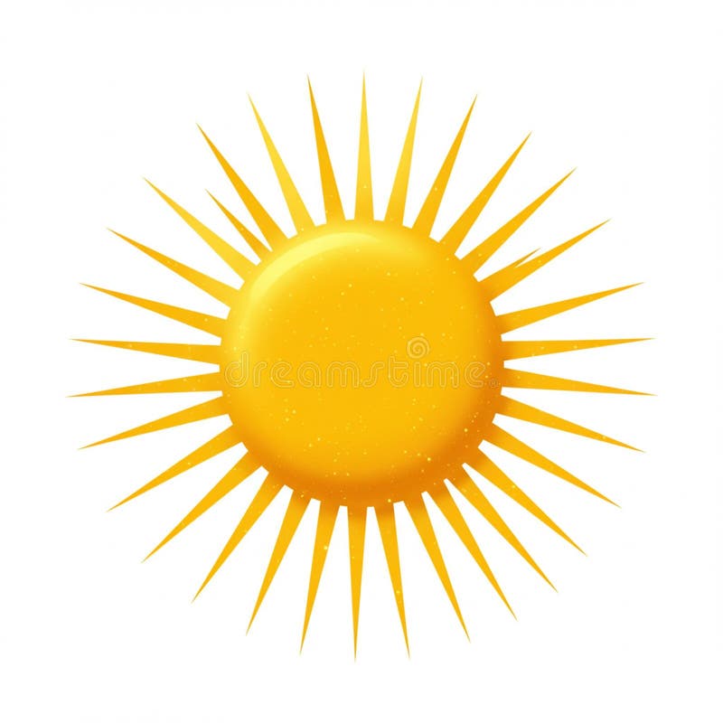 Circular Sun Illustration with Elongated, Pointed Rays Radiating ...