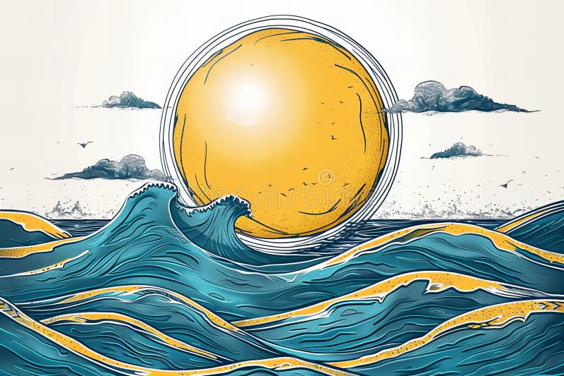 A Circular Sun with Yellow and Blue Wave Logo, High Quality, High ...