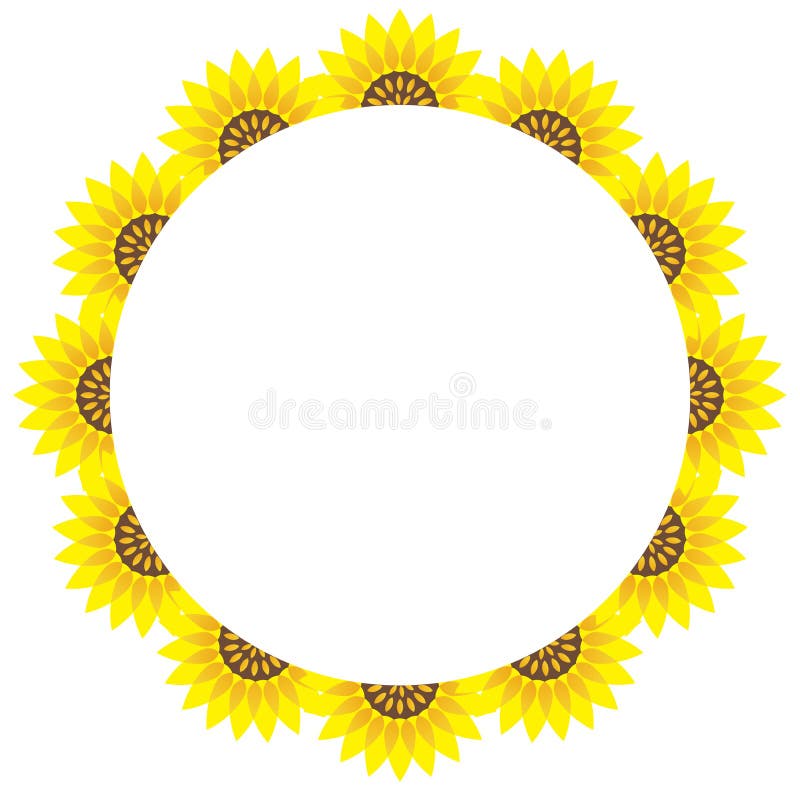 Circular Sunflower Frame with Text Space. Stock Illustration ...