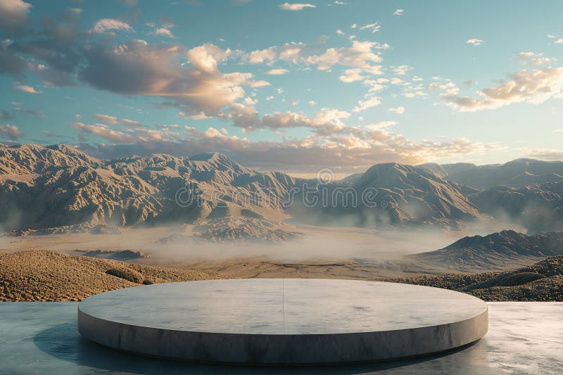 A Circular Table Sitting in Front of a Desert, High Quality, High ...