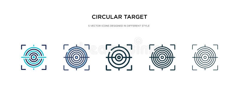 Circular Target Icon in Different Style Vector Illustration. Two ...