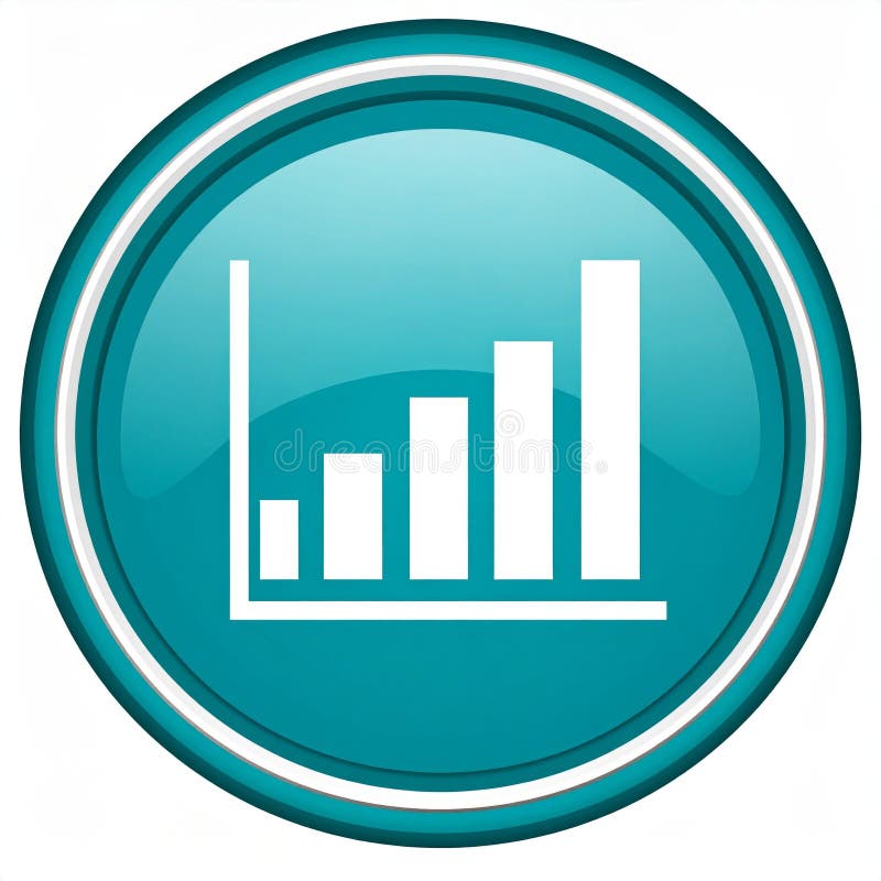Circular Teal Graph Icon Showing Growth Stock Illustration ...