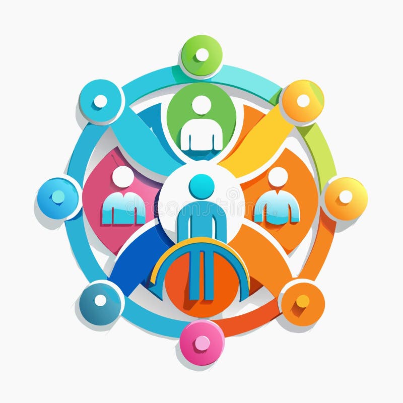 Circular Team of People with Arrows Stock Illustration - Illustration ...