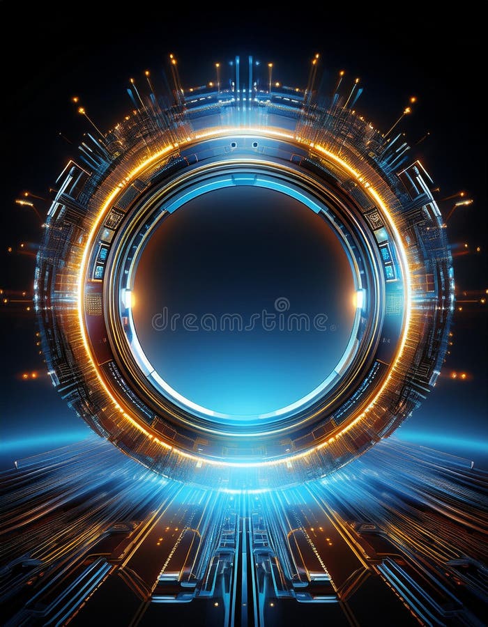 Circular Tech Concept Art with Light Effects, PNG Format Stock ...