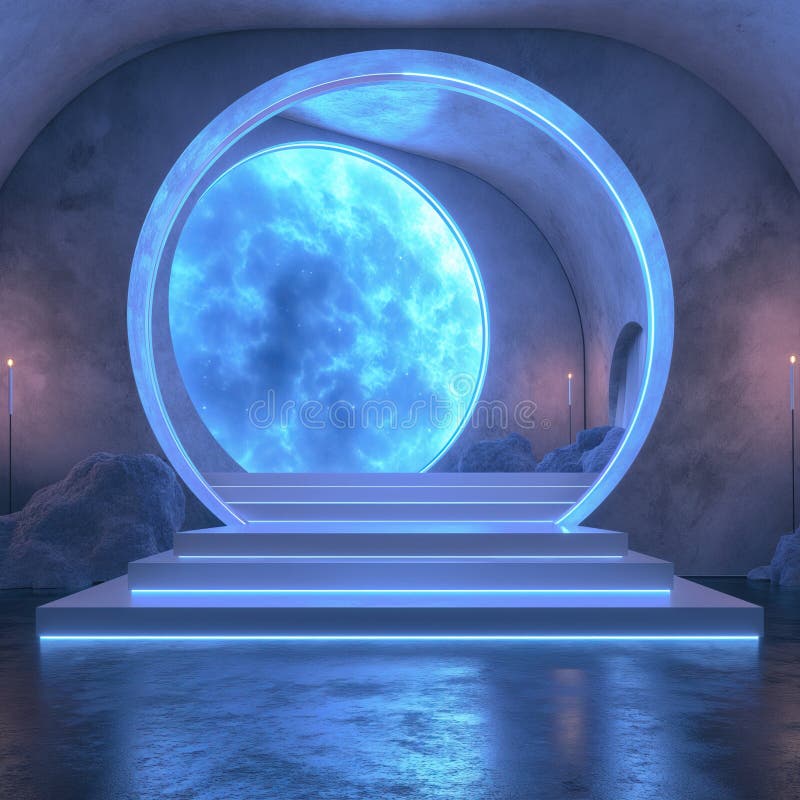 Circular Tech Wonderland Podium Display. Stock Illustration ...