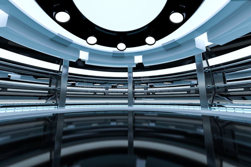 Circular Technological Structure Building, 3d Rendering Stock ...